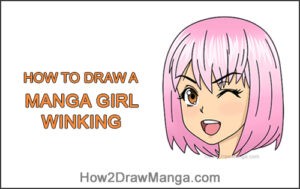 How to Draw a Manga Girl Winking || Step-by-Step Pictures – How 2 Draw ...