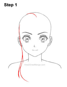 How to Draw a Manga Girl with Long Hair (Front View) || Step-by-Step ...