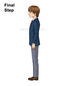 How to Draw a Manga Boy in School Uniform (Side View) || Step-by-Step ...